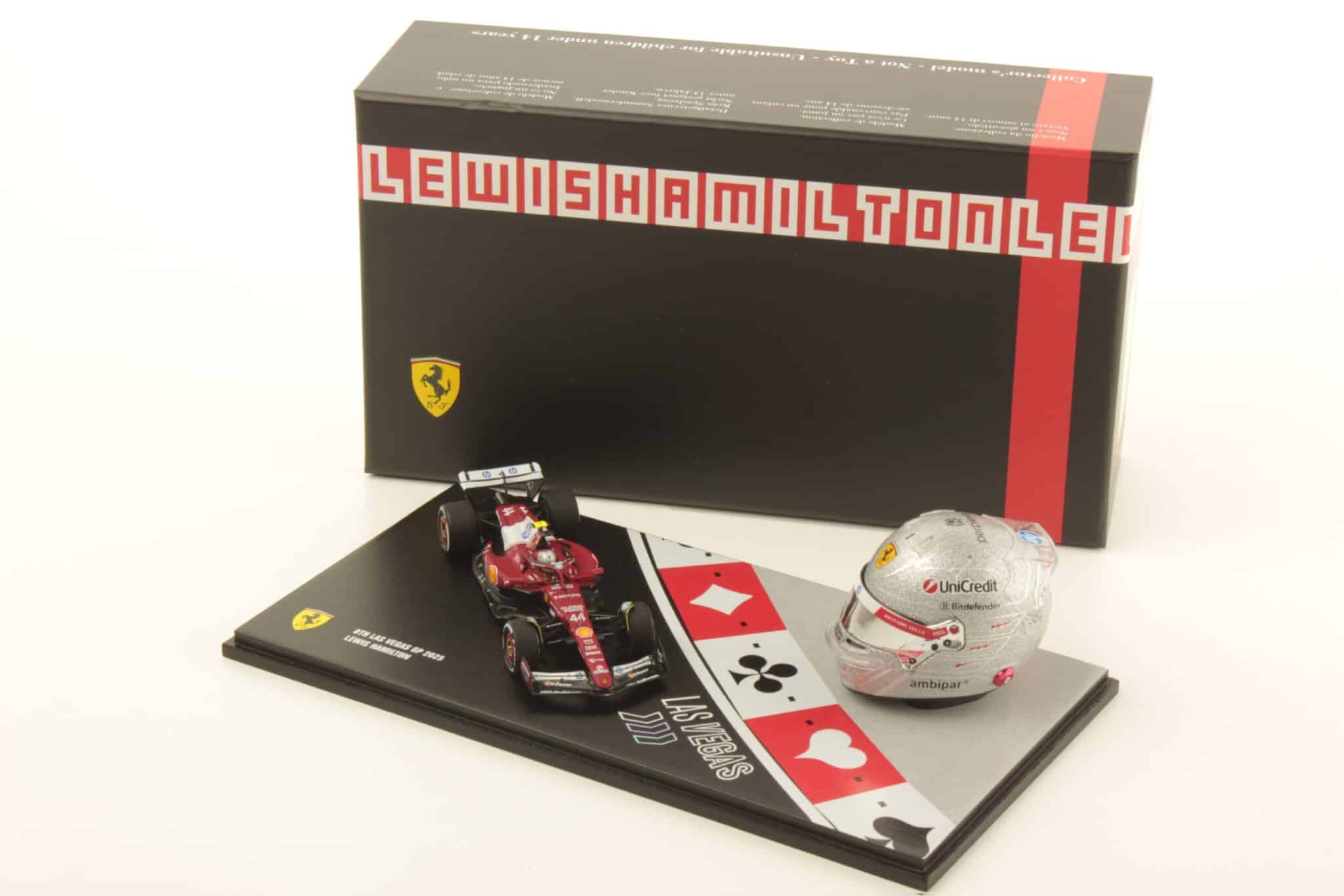 Looksmart 1:43 Ferrari SF-25 No.44 Lewis Hamilton Las Vegas GP Helmet ...