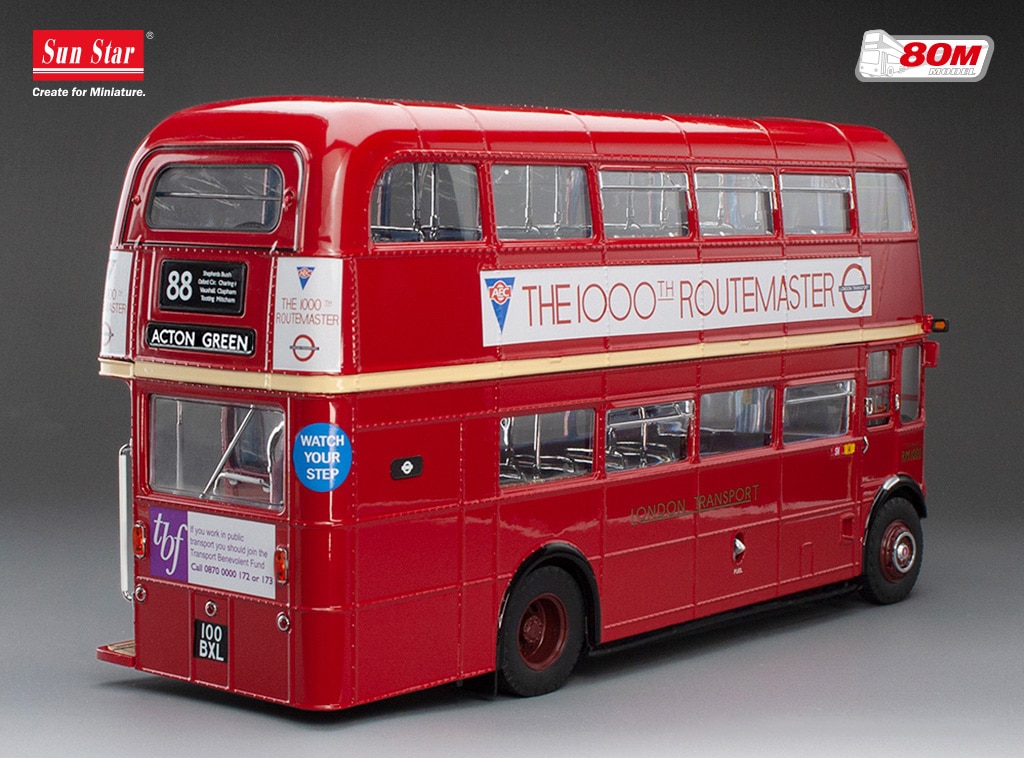 Sun Star 1:24 Routemaster London Bus RM1000 "100 BXL" Red (H2943 ...